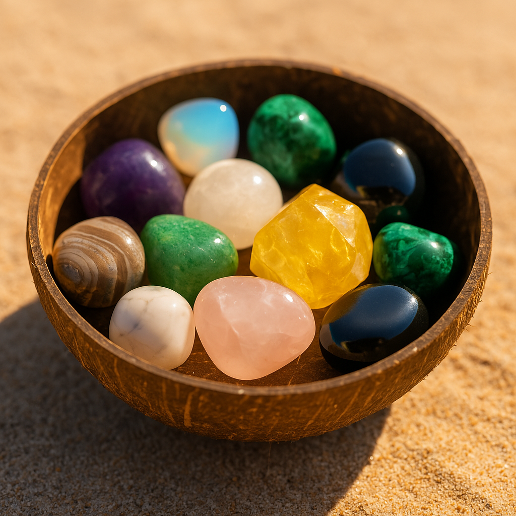 Jak nabíjet minerály na slunci – Nabíjení kamenů v kokosu